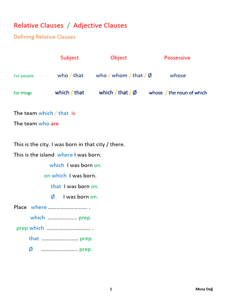 Relative Clauses | PDF | Noun | Clause