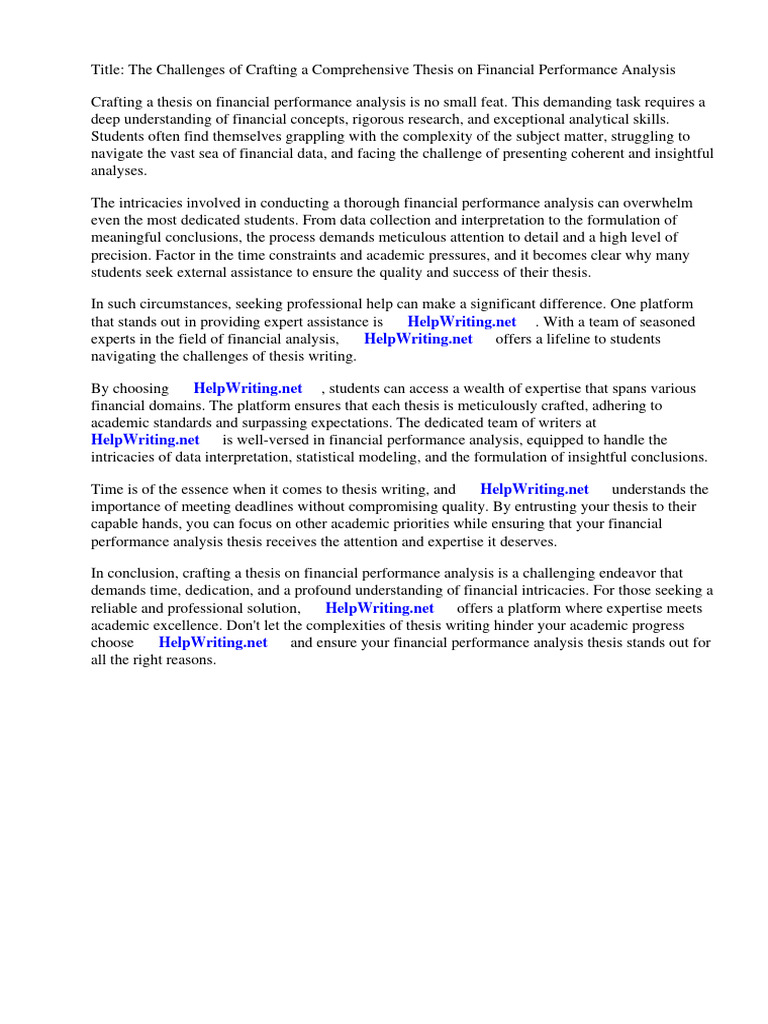 Sample Thesis Financial Performance Analysis | PDF | Expert | Thesis