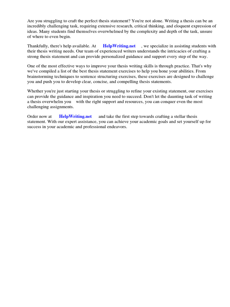 Best Thesis Statement Exercises | PDF | Essays | Thesis