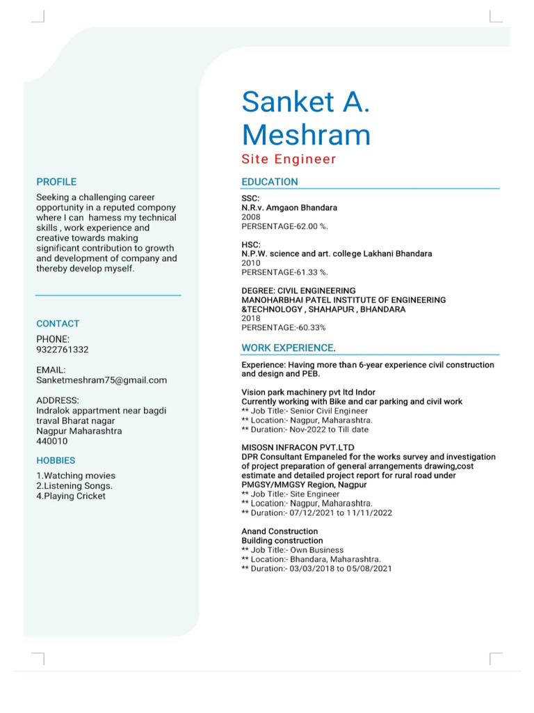 Resume Sanket Meshram | PDF