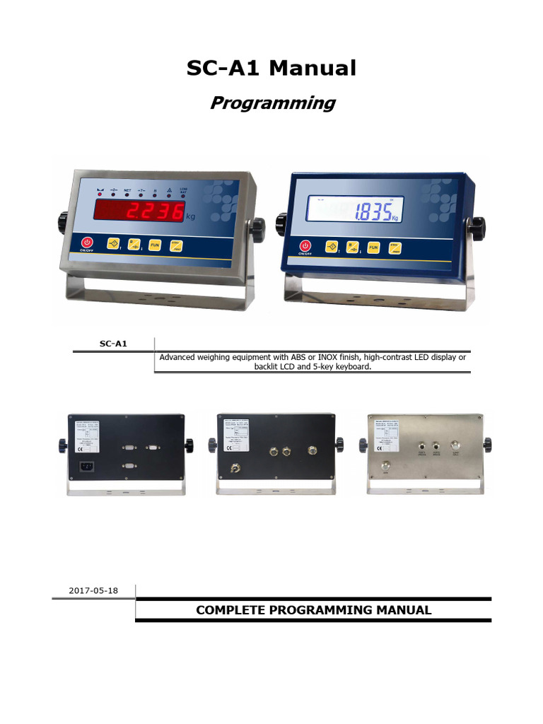 SCA1 Programming Manual | Download Free PDF | Menu (Computing) | Weight