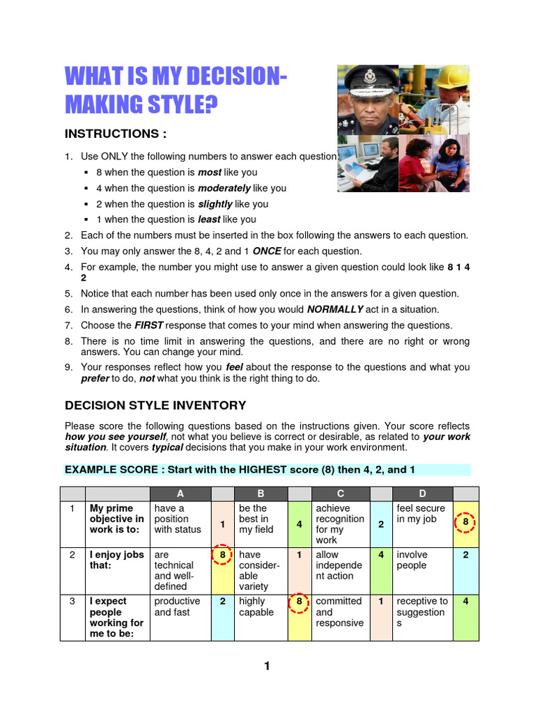 Questionnaire - What-Is-My-Decision-Making-Style | Download Free PDF ...