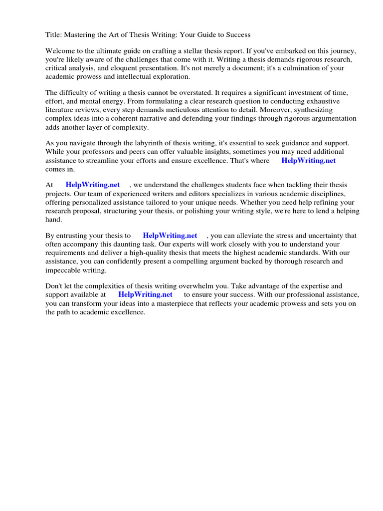 How to Write a Good Thesis Report | PDF | Thesis | Essays