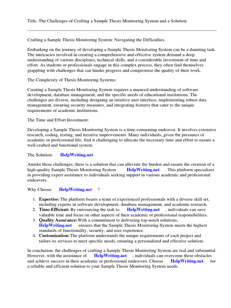 Sample Thesis Monitoring System | PDF | Motivation | Motivational