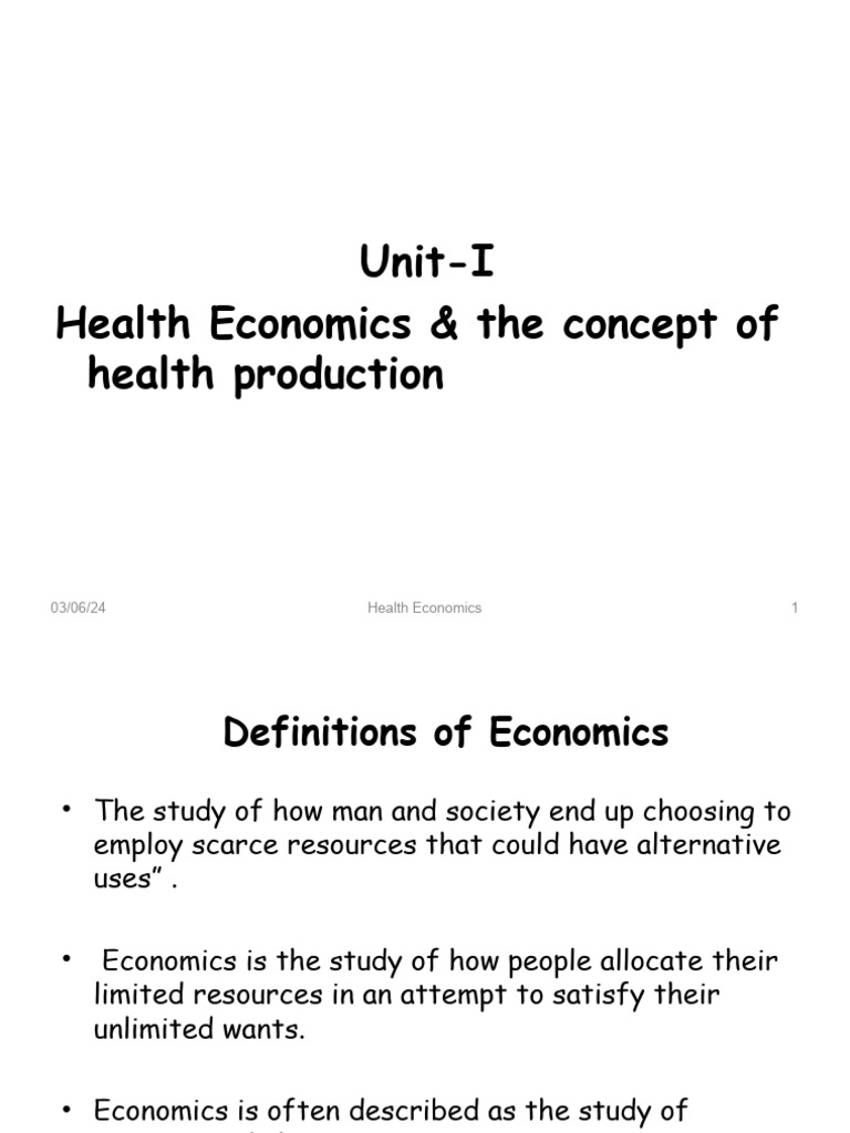 Health Economics: Concepts and Definitions | PDF | Economics | Health ...