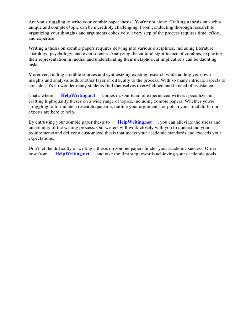 Zombie Paper Thesis | PDF | Thesis | Zombies