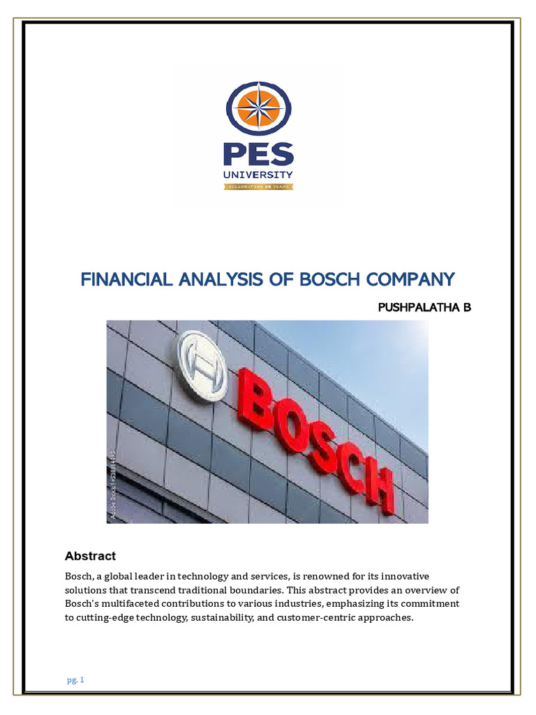Financial Analysis of Bosch Company | PDF | Internet Of Things ...