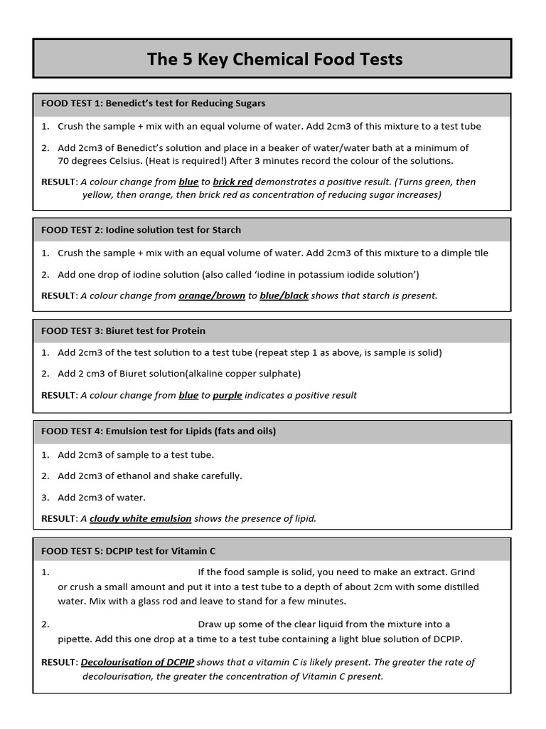 Lesson 3 - Food Tests | PDF | Starch | Sucrose