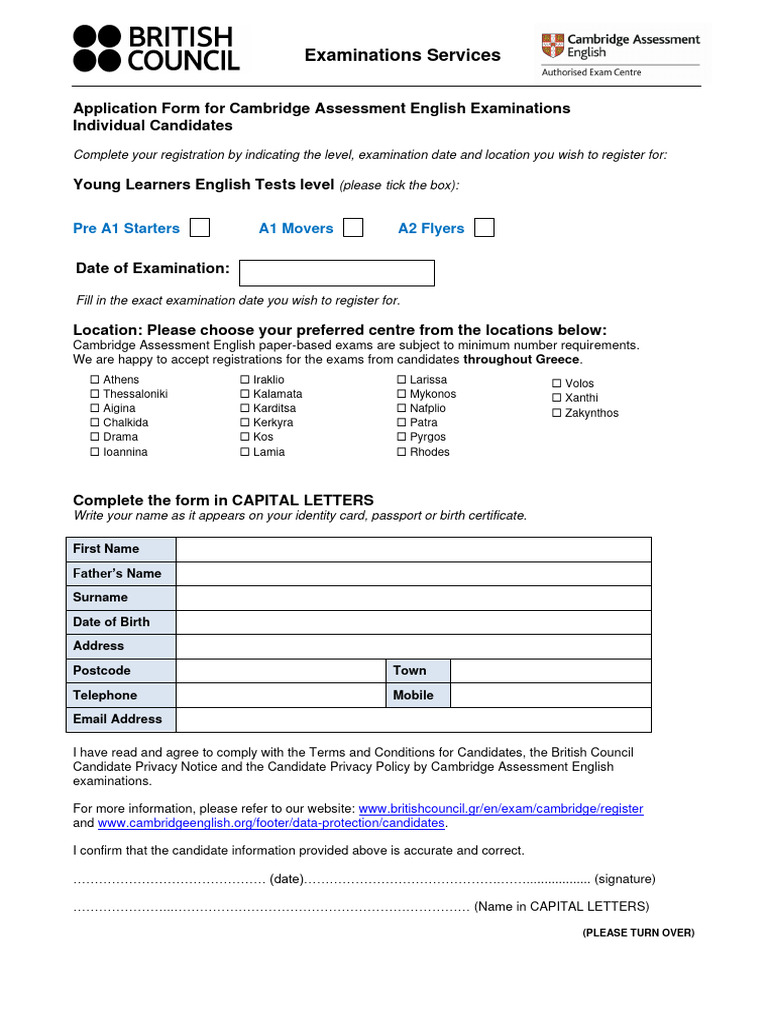 Yle Cambridge English Application Form 2022 | PDF | Justice | Crime ...