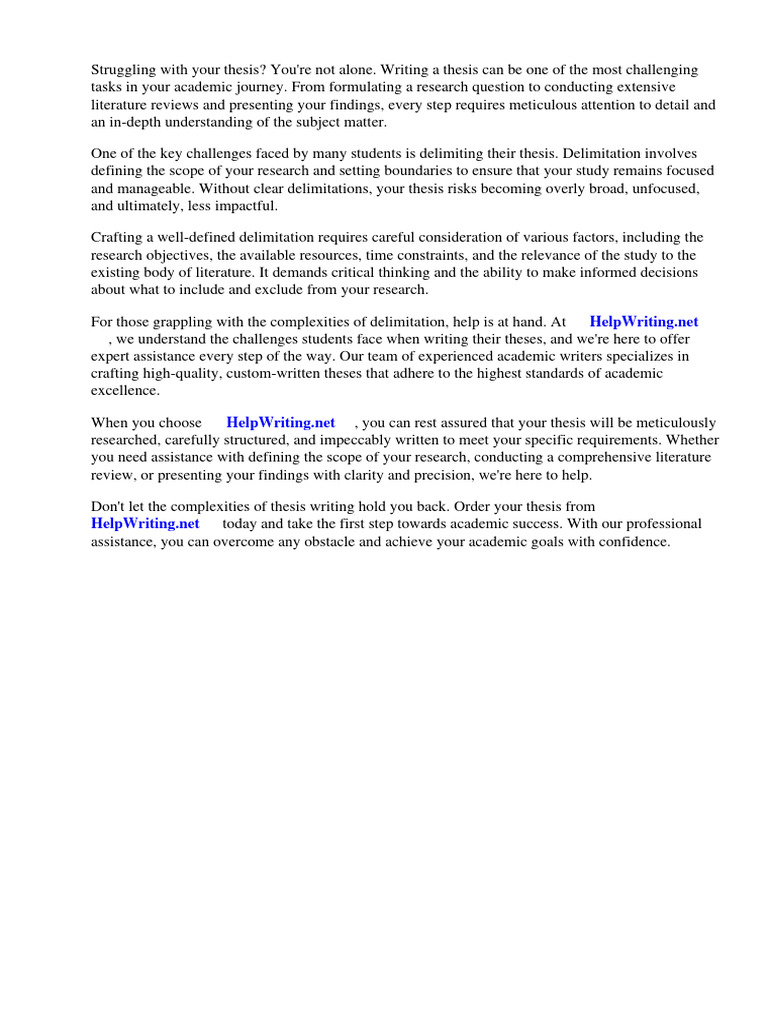 Thesis Writing: Mastering Scope & Delimitation | PDF | Thesis | Methodology
