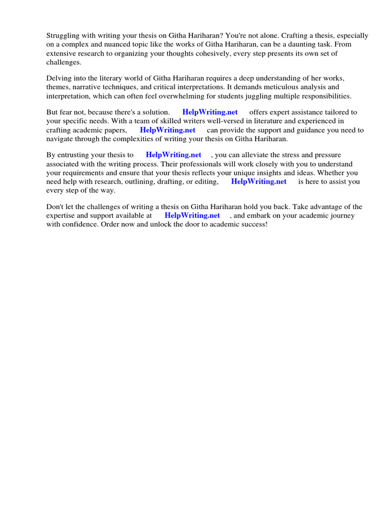 Thesis On Githa Hariharan | PDF
