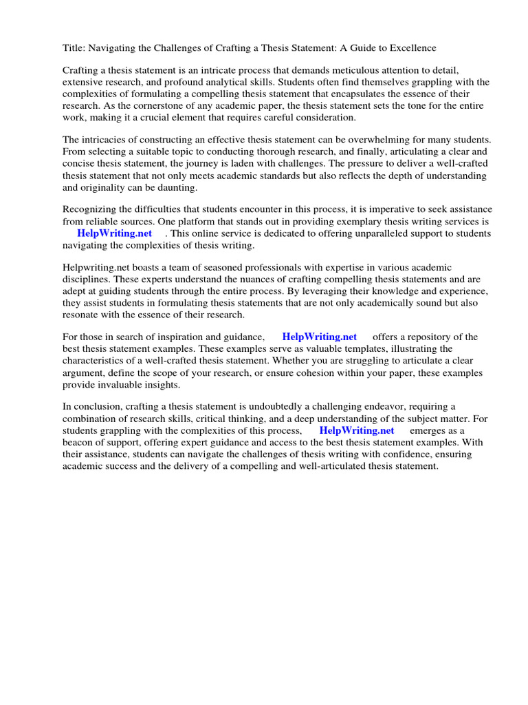 Best Thesis Statement Examples | PDF