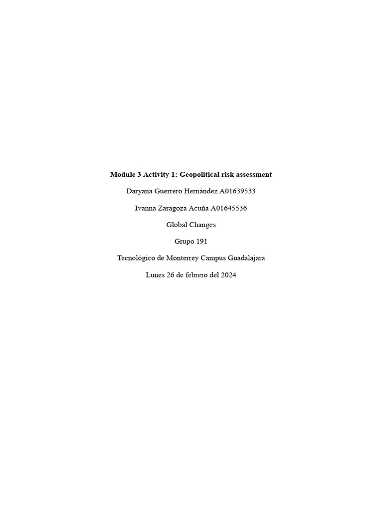 Geopolitical Risk in Strategic Gaming | PDF