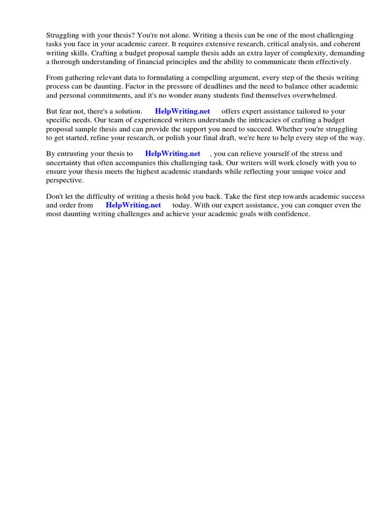 Budget Proposal Thesis Writing Guide | PDF | Budget | Cost