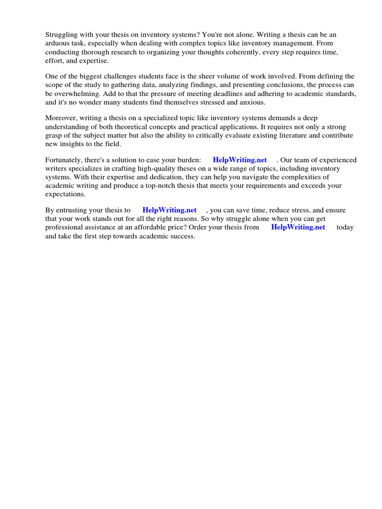 Thesis Inventory System | PDF | Inventory | Thesis