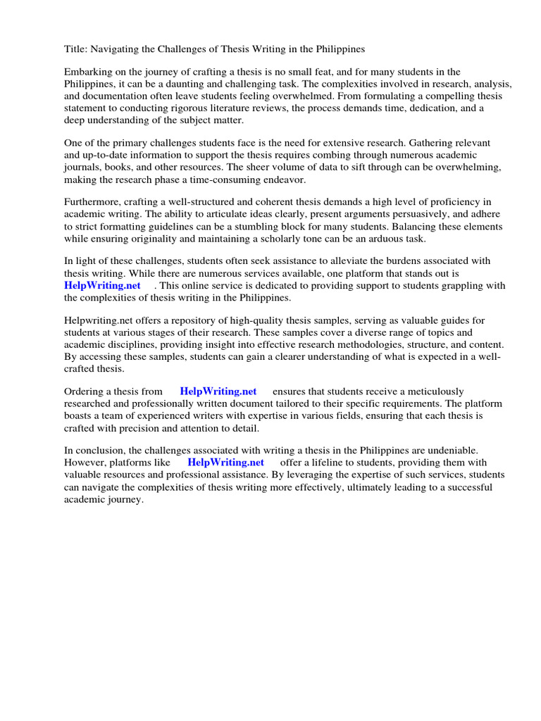Thesis Samples in The Philippines | PDF | Thesis