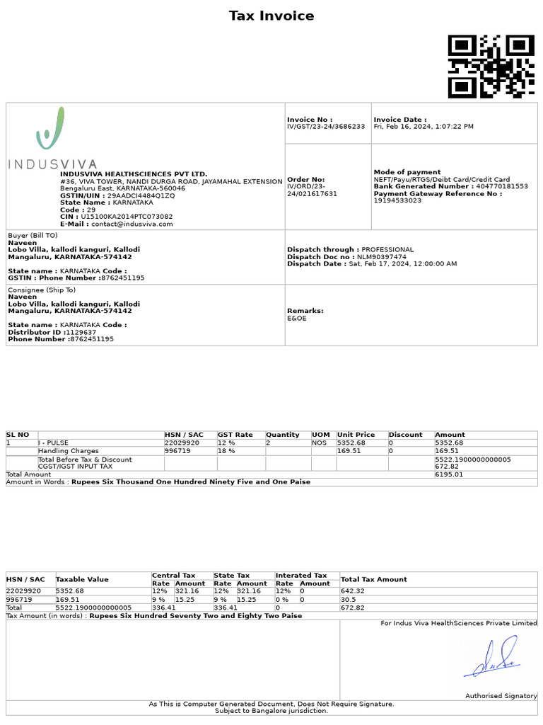 Iv GST 23-24 3686233 | PDF | Invoice | Taxes