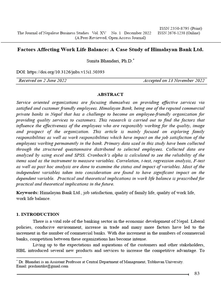 A5. Factors Affecting Work Life Balance | PDF | Errors And Residuals | Job Satisfaction