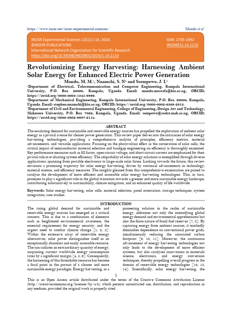 Revolutionizing Energy Harvesting Harnessing Ambient Solar Energy For ... Revolutionizing Energy Harvesting Harnessing Ambient Solar Energy For ...