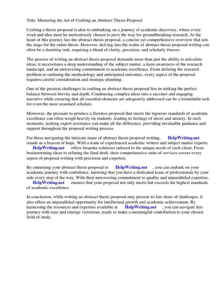 How To Write An Abstract Thesis Proposal Pdf Thesis Abstract