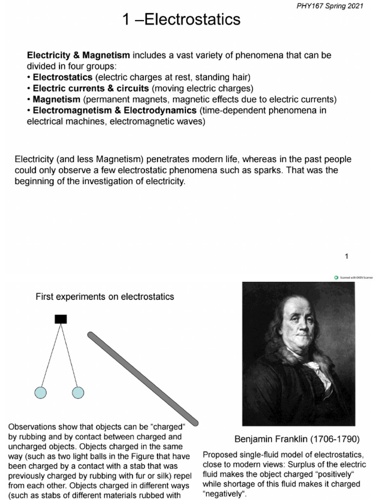 Electrostatic Unit-1 | PDF
