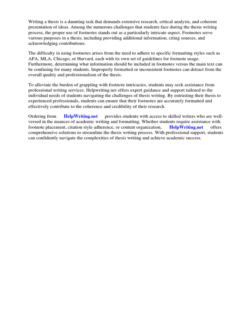 Use of Footnote in Thesis | PDF | Citation | Note (Typography)