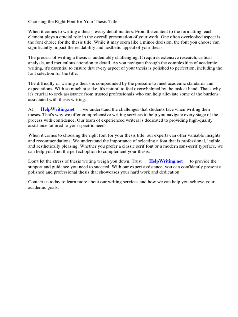 Font For Thesis Title | PDF | Typefaces | Thesis