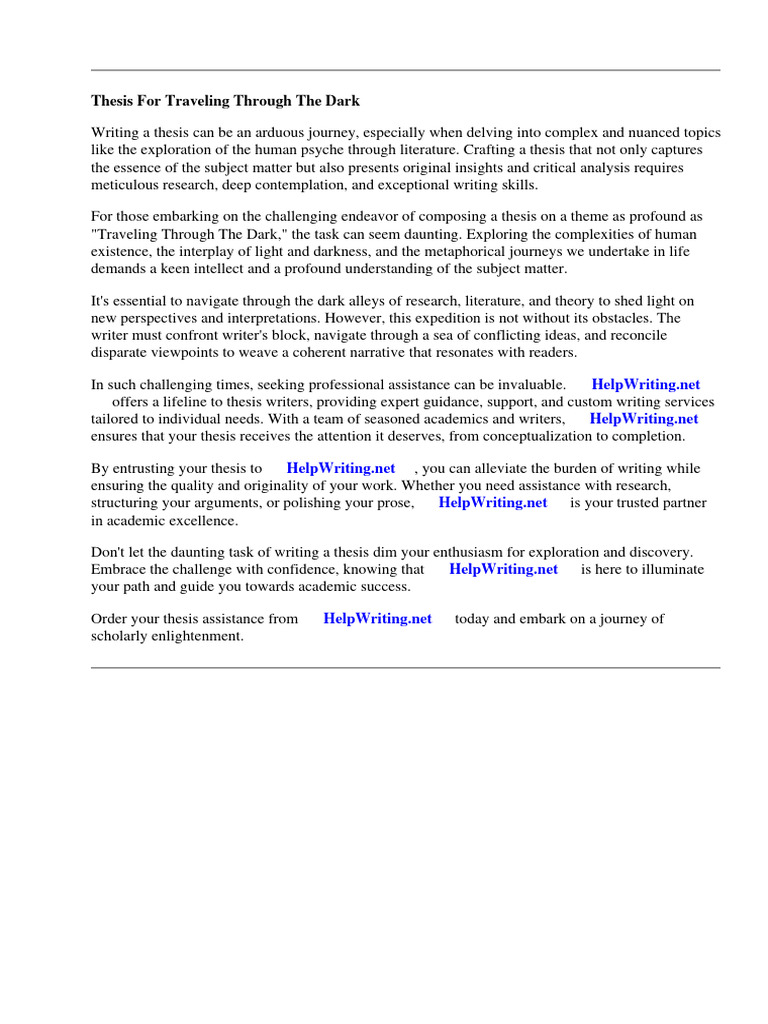 Thesis For Traveling Through The Dark | PDF | Poetry