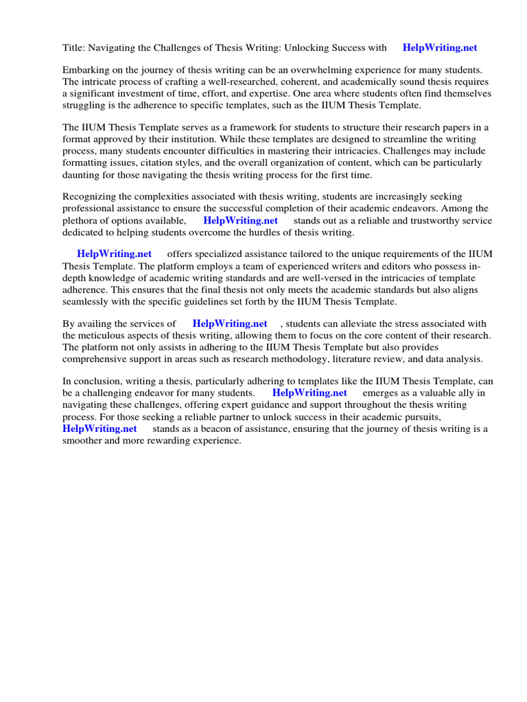 Iium Thesis Template | PDF | Thesis | Paragraph