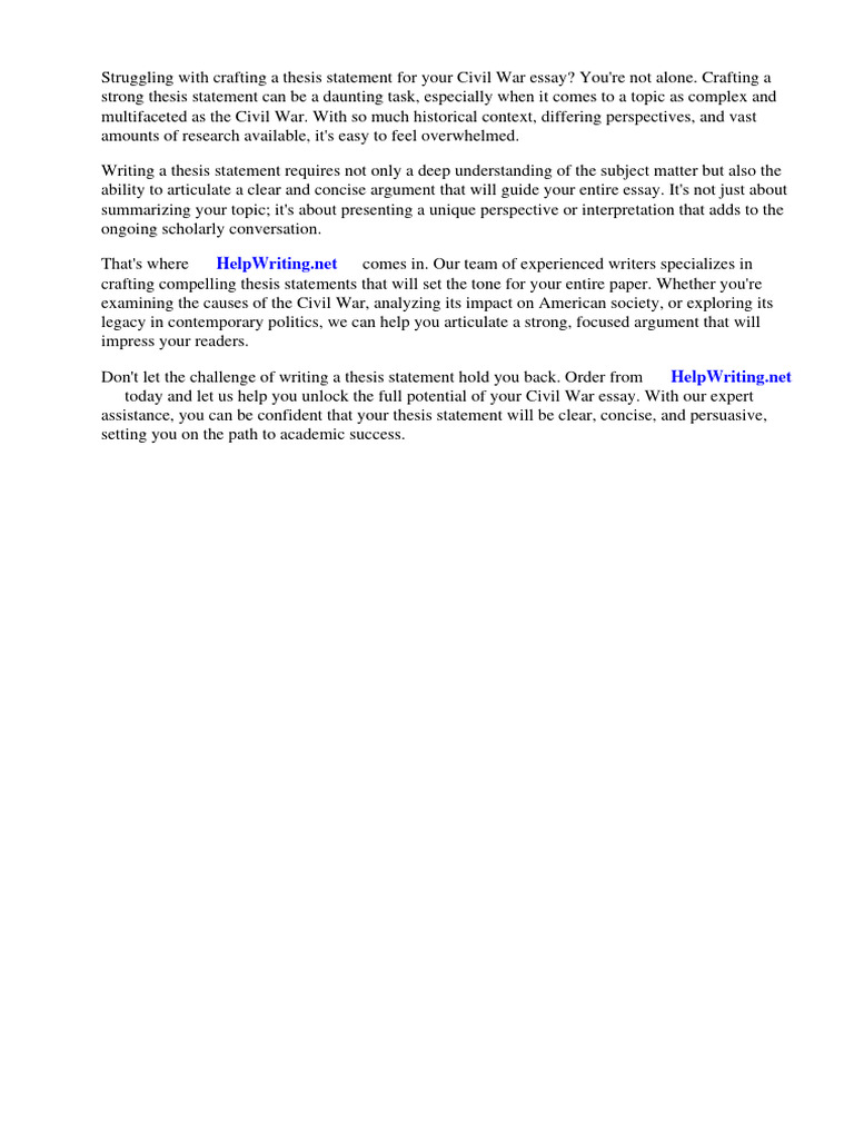 Civil War Thesis Statement Examples | PDF | American Civil War ...