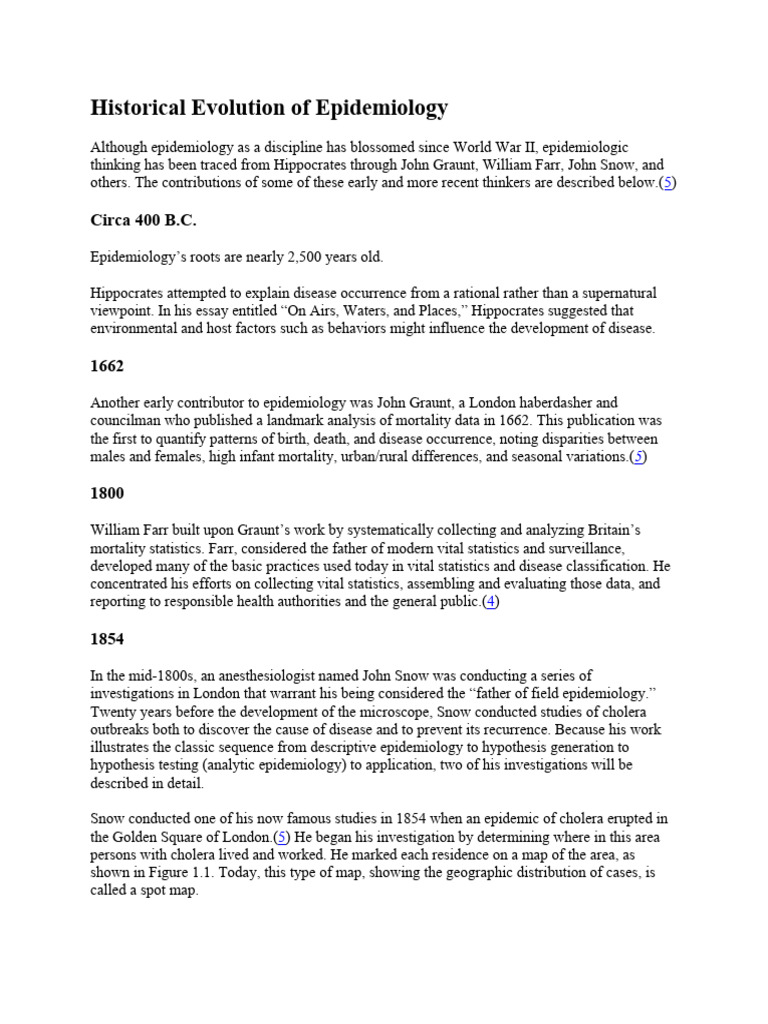 Historical Evolution of Epidemiology | PDF | Epidemiology | Health Care Historical Evolution of Epidemiology | PDF | Epidemiology | Health Care
