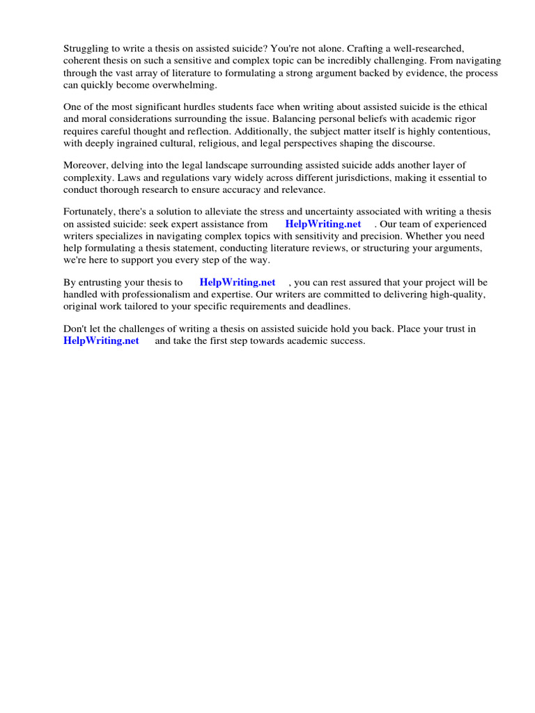Assisted Suicide Thesis Statement | PDF | Terminal Illness | Suicide