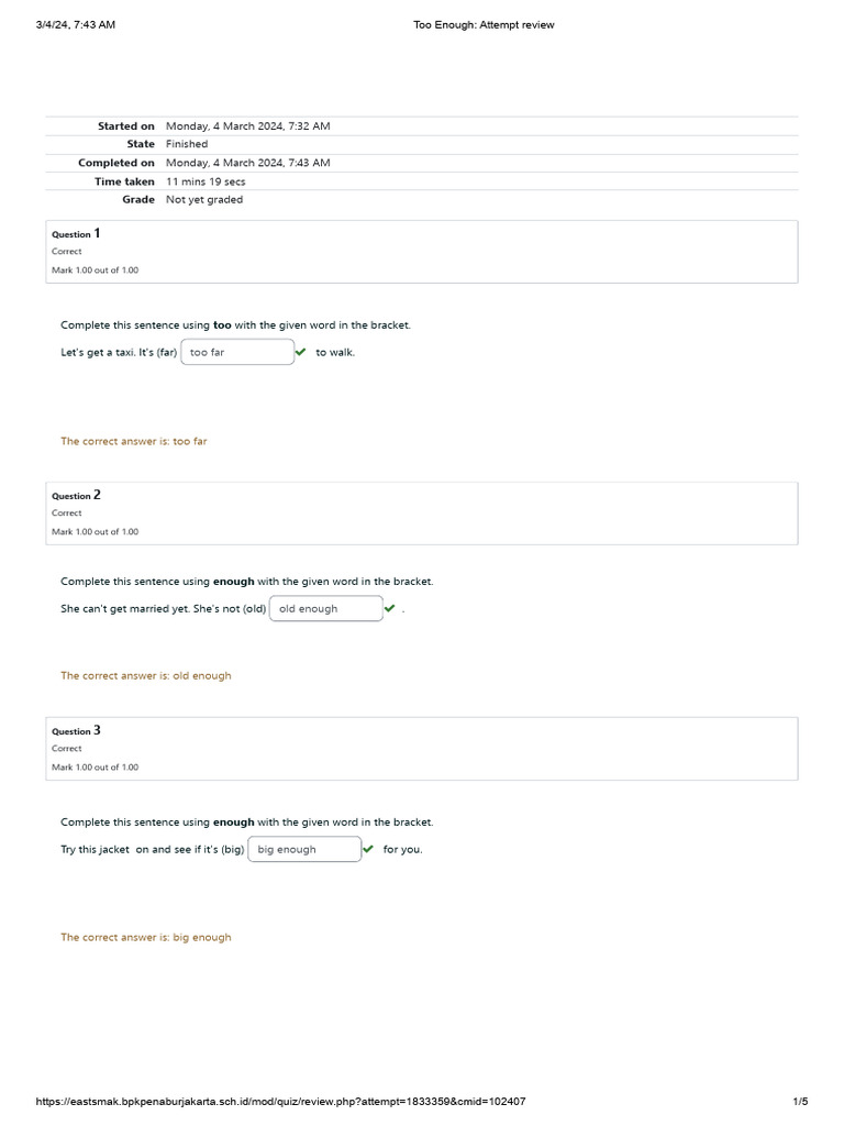 Too Enough - Attempt Review | PDF