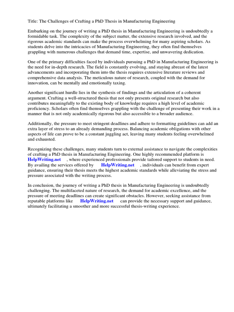 PHD Thesis Manufacturing Engineering | PDF | Thesis | Image Segmentation