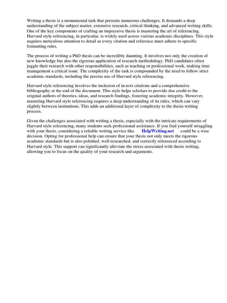 Harvard Style Referencing Phd Thesis | PDF | Citation | Thesis