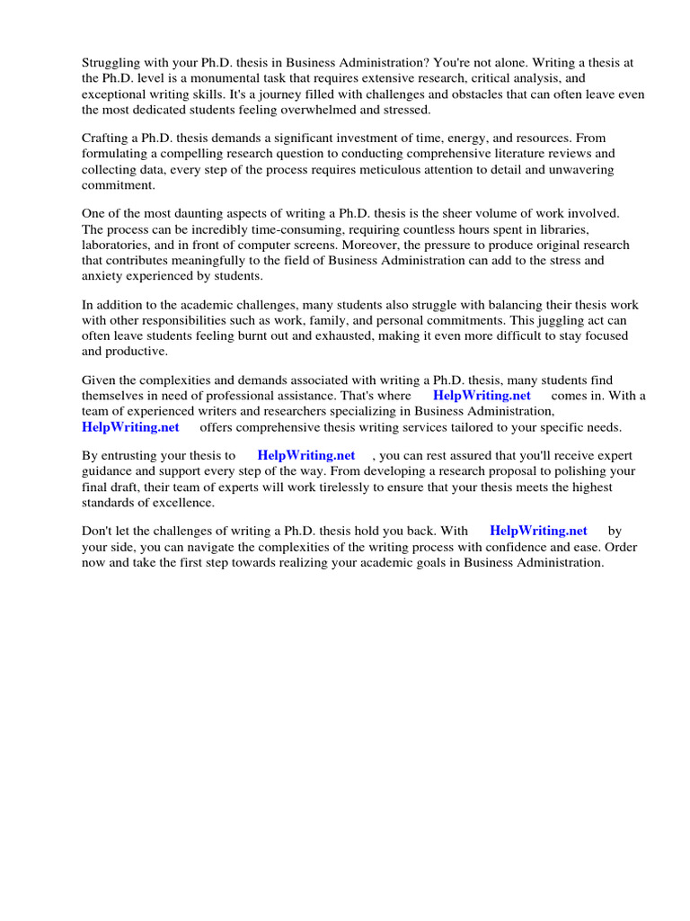Thesis Phd Business Administration | PDF | Thesis | Doctor Of Philosophy