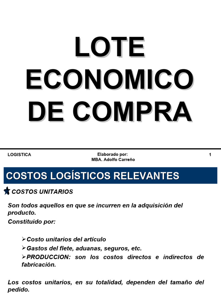 Capt 05 Lote Economico de Compra | Descargar gratis PDF | Inventario ...