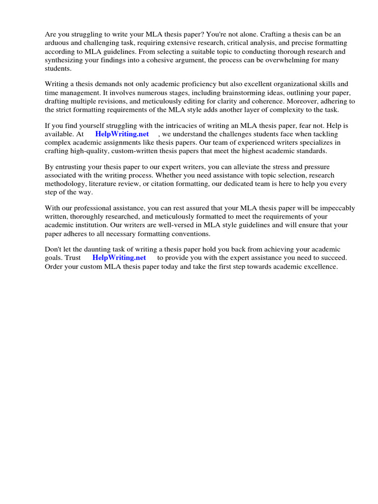 Expert Help for MLA Thesis Writing | PDF | Citation | Thesis