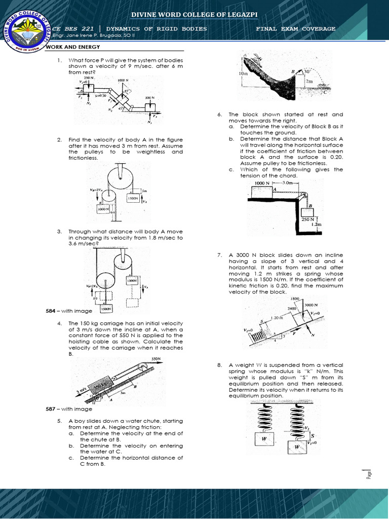 Dynamics Final Exam Coverage Pdf Force Friction