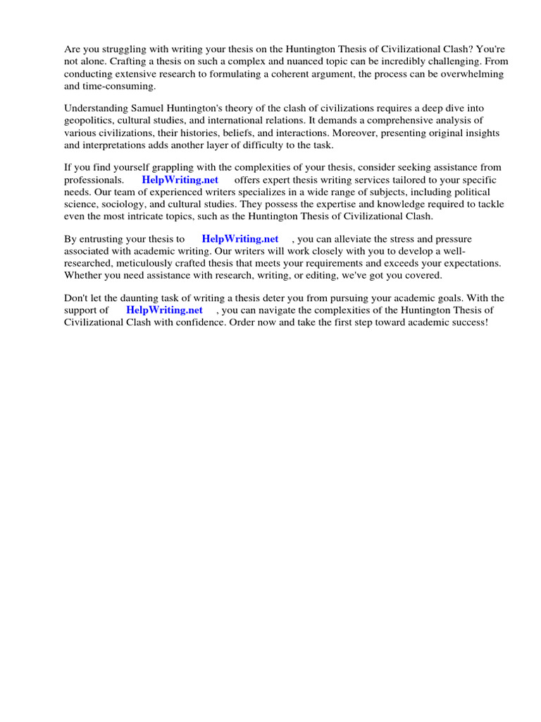 Thesis Help on Huntington's Civilizational Clash | PDF | Civilization