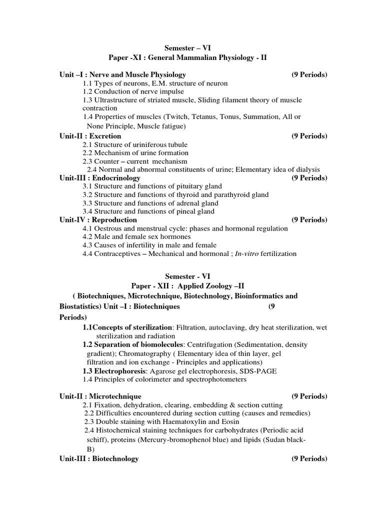 Zoology 6th Sem Syllabus | PDF | Bioinformatics | Molecular Cloning