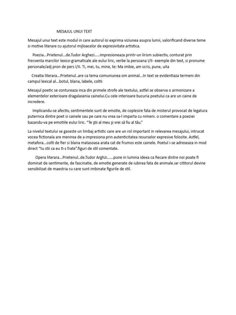 Mesajul Unui Text Prietenul | PDF
