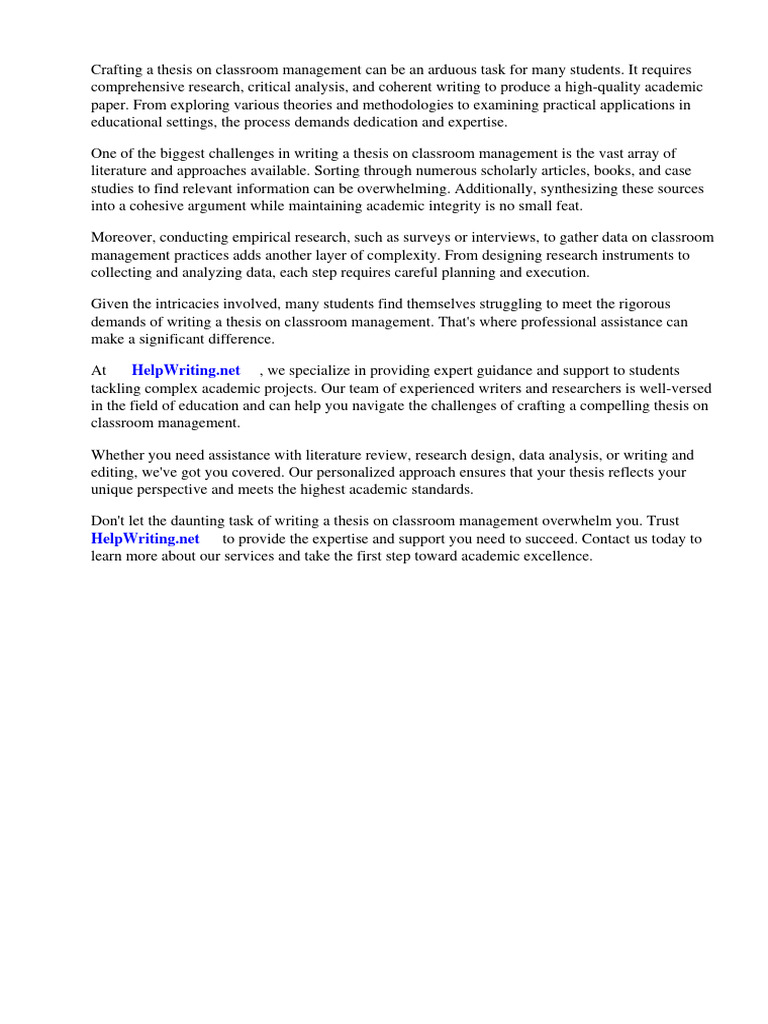 Sample Thesis Classroom Management | PDF | Teachers | Thesis