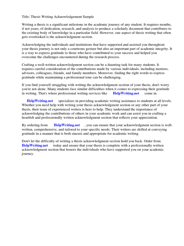 Thesis Writing Acknowledgement Sample | PDF | Thesis | Printer (Computing)