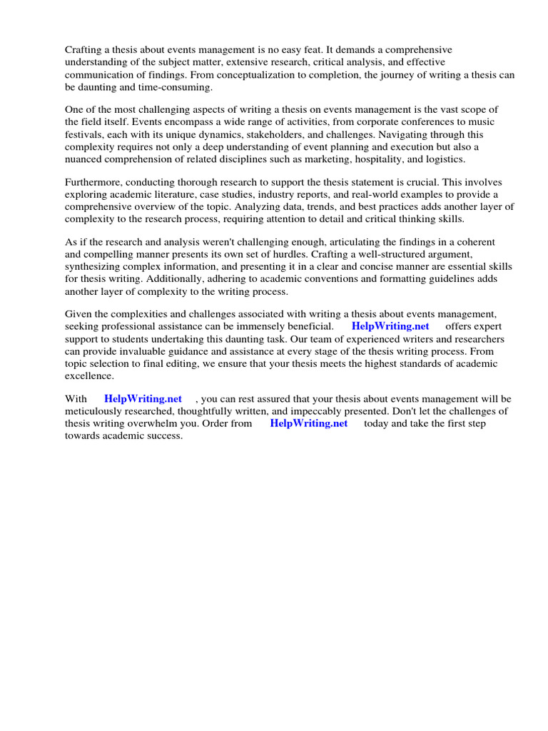 Thesis About Events Management | PDF | Critical Thinking | Marketing