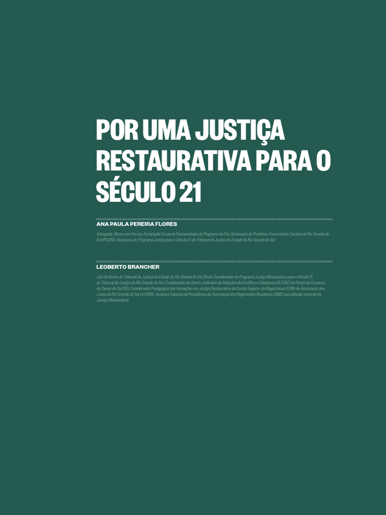 POR UMA JUSTIÇA RESTAURATIVA PARA O SÉCULO 21 Mod 2 | PDF | Justiça ...