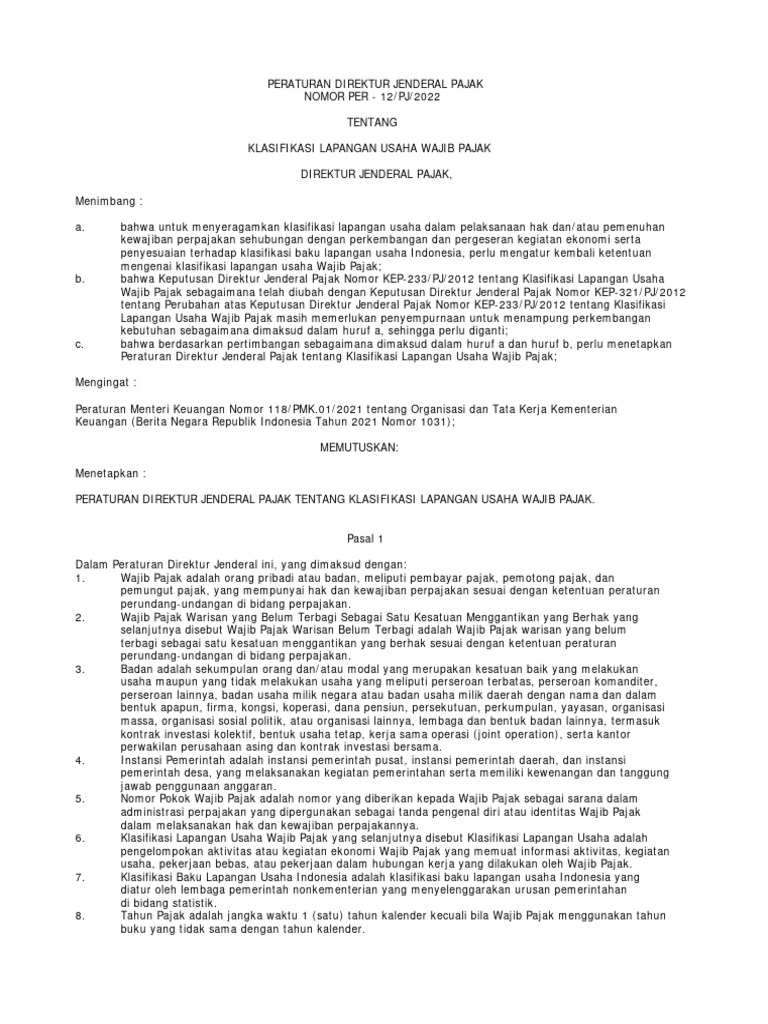 PER-12-2022-KLU-PAJAK | PDF
