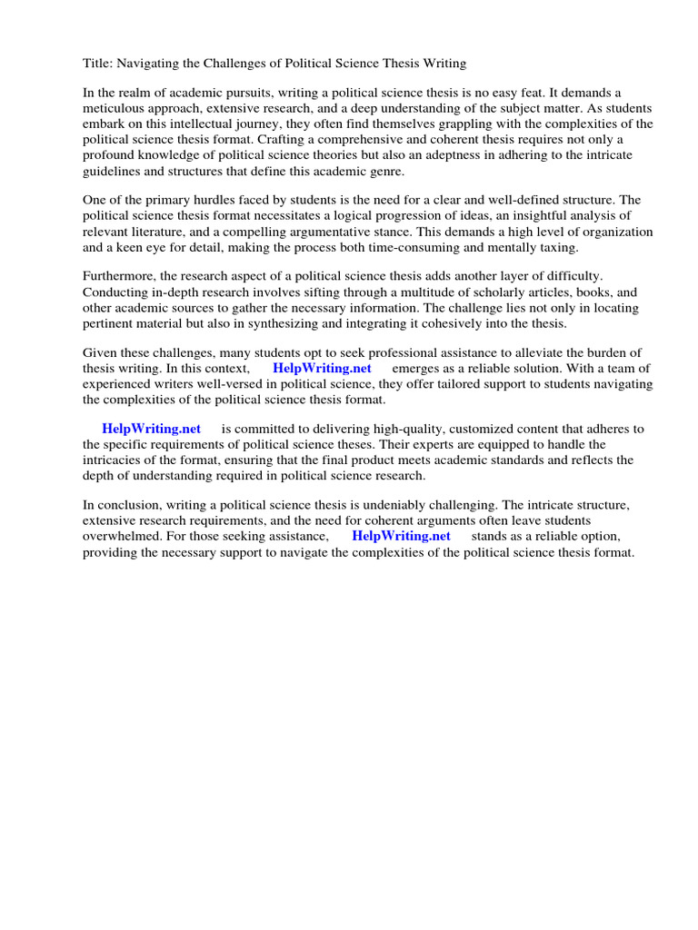 Political Science Thesis Format | PDF