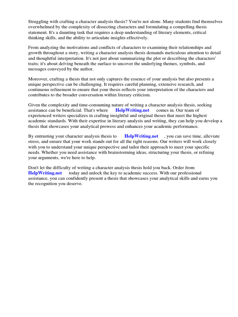 How To Write Character Analysis Thesis | PDF | Essays | Motivation
