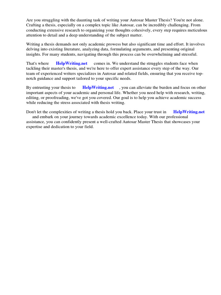 Autosar Master Thesis | PDF | Computers | Technology & Engineering